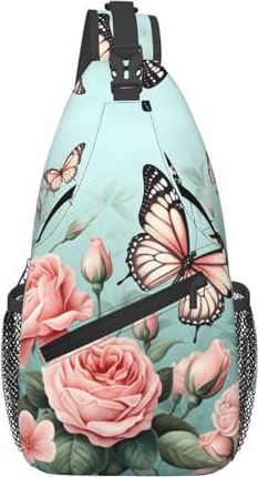 Generic Sacoche Homme Bandouliere Motif de papillon fleur de lune Multifonction Sac Bandouli&egrave;re Mode Sac &agrave; Dos De Voyage pour Camping Voyage Femme