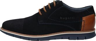 Bugatti Modischer Suede Halbschuh Lace-up aus Obermaterial echt Nubuk und Glattleder, Dark Blue, 44 EU