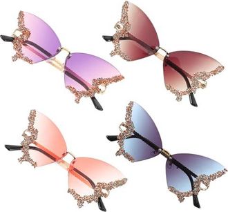 Holibanna Beavorty 4 Pièces de Soleil Sans Monture avec Étincelants Vintage Légères pour Femmes Protection Solaire Élégante pour Plage Festivals et Usage Quotid