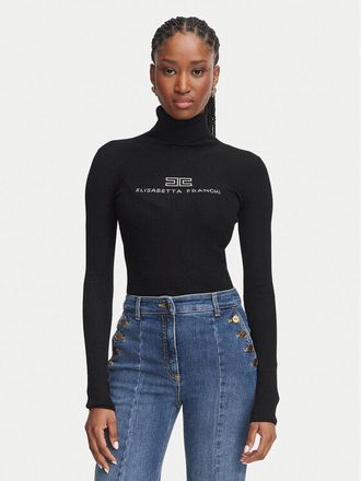 Elisabetta Franchi Rollkragenpullover MK-18B-66E2-V320 Schwarz Slim Fit