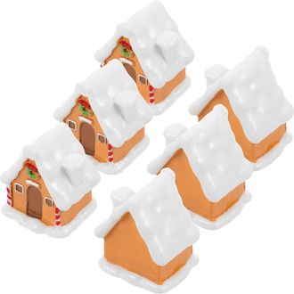Valiclud 6 St&uuml;ck Miniatur Weihnachtsdorf H&auml;user aus Resin Detailreiche Weihnachts-hausfiguren Robuste Schneedorf Dekoration f&uuml;r Tisch Regal und B&uuml;ro Festliche 