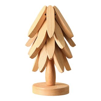 Generic Holz Untersetzer Weihnachtsbaum-Set mit St&auml;nder aus Walnuss for K&uuml;che und Esstisch, faltbar und platzsparend