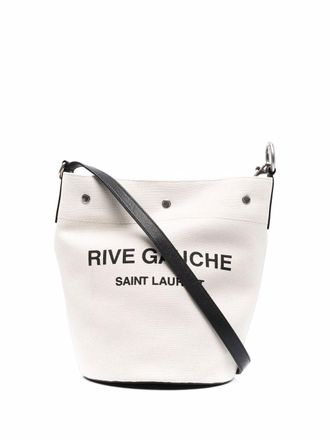 Saint Laurent logo-print bucket shoulder bag - Nude