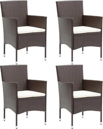 vidaXL Vidaxl - Chaises de salle &agrave; manger de jardin 4 pcs R&eacute;sine tress&eacute;e Marron