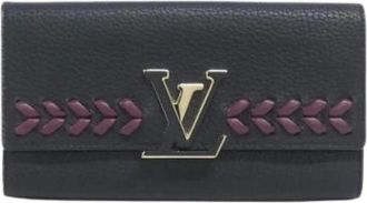 Louis Vuitton Portefeuille Long Pr&eacute;-poss&eacute;d&eacute; en Taurillon (Pliable) - Femme - Pre-owned - Noir - Taille: ONE Size