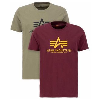 Alpha Industries Alpha Industries Basic T 2 Pack T-Shirt für Herren Olive/Burgundy
