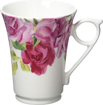 KitchenCraft Kew Gardens Creative-Tops-Tasse mit Tiermotiv, Knochenporzellan, Southbourne Rose - White, 11 x 12 x 9 cm