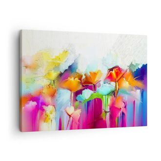 Arttor Bilder auf Leinwand Blumen Wiese Sommer Leinwandbild mit Rahmen 70x50cm Wandbilder Dekoration Wohnzimmer Schlafzimmer K&uuml;che Deko Klein Wanddeko Bild W
