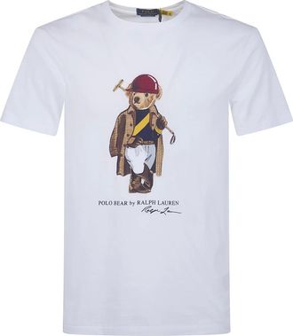 Polo Ralph Lauren Homme, Tops, Blanc, Taille: L Short Sleeves Society Bear T-shirt