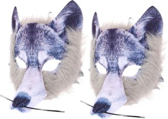 DOITOOL 2 St&uuml;ck Realistische Furry Wolf Masken f&uuml;r Halloween und Karneval Halbe Tierkopf-gesichtsmasken f&uuml;r Erwachsene Wiederverwendbar Leicht Komfortabel f&uuml;r