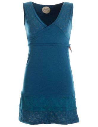 vishes Sommerkleid Kurzes &auml;rmelloses mini Sommerkleid bedruckt Tunika Elfen, Hippie, Goa, Ethno Style