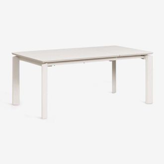 Sklum Rechteckiger Gartentisch 180-240-300x100 cm ausziehbar aus Aluminium Milenca Gardenia Wei&szlig;