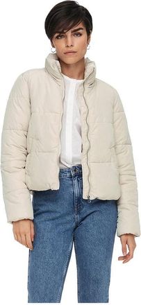 Jacqueline de Yong JdY Damen Jdynewerica Short Padded Jacket OTW Noos Steppjacke, Moonbeam/Detail:Silver Zipper, M EU
