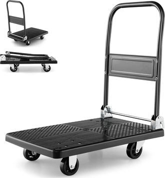 Generic Küchenwagen, Rollwagen, zusammenklappbarer Plattformwagen, robuster Sackkarren, Handkarre mit Rädern, Griff, Pritschenwagen für den Umzug zu Hause, im