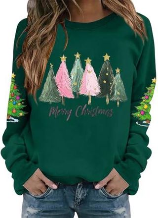 Generic HUIFUAO Sweat-shirt de Noël amusant pour femme - Haut de sapin de Noël amusant - Grande taille - Haut à manches longues - Pull tendance - Cadeau de va