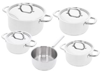 Demeyere Demeyere Classico 3Topfset aus Edelstahl geeignet f&uuml;r Induktion, Ceranfeld und weitere Herdarten, 5 teiliges Kochtopf Set mit Deckel, inkl. Stielkasse