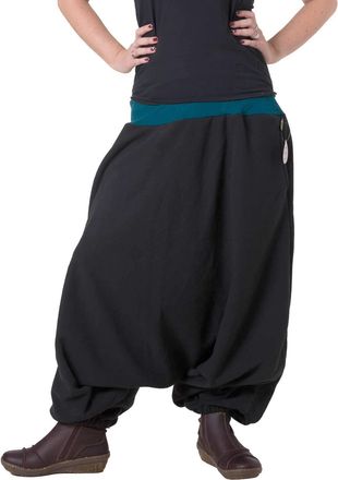 vishes Alternative Bekleidung - Haremshose aus Fleece Einheitsgr&ouml;&szlig;e/Lange Gr&ouml;&szlig;e schwarzt&uuml;rkis 40-48