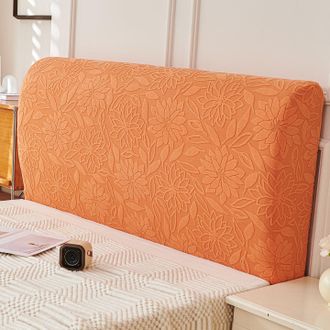 Generic Elastischer Flanellbezug mit Bettkopfteil Bezug Muster, Queen Kingsize Gr&ouml;&szlig;e, Kopfteil Bezug Staubschutzh&uuml;lle f&uuml;r Schlafzimmerdekoration Orange Cal Ki