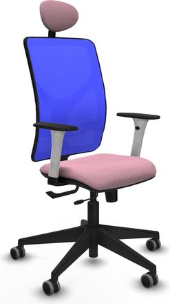 Piqueras y Crespo B&uuml;rostuhl, weiche Rollen, mit wei&szlig;en und schwarzen Armlehnen, h&ouml;henverstellbare Lendenwirbelst&uuml;tze und festes Kopfteil, ausgestattet mit Syncro/Trasla