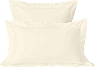 Pizuna Luxueux Set de 2 Taies doreiller 50x75 cm Ivoire Neuf, 100% Coton Longue Tige 600 Fils Armure Satin taies doreiller Douces 50x75 en Coton (Ivoire Neuf