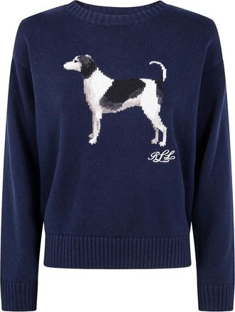 Lauren Ralph Lauren pull à col rond et chien brodé - Bleu