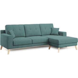 Divani.Store Divani.store - Danish Ecksofa mit verstellbarer Halbinsel aus weichem, wasserfestem Stoff T02 237 cm petrol
