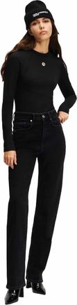 Karl Lagerfeld Damen, High Rise Straight Denim, Gerades Bein, Verwaschenes Schwarz, 2430