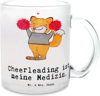 Mr. & Mrs. Panda Teetasse Cheerleader - Geschenk, Turnen, Dankeschön, Turn Club, Schenken, Turniere, Sportart, Danke, Teetasse aus Glas, Tasse