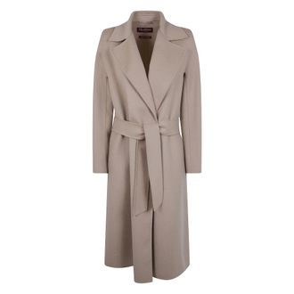 Max Mara Femme, Manteaux, Beige, Taille: 34 FR Long Manteau en Laine, Cachemire et Soie