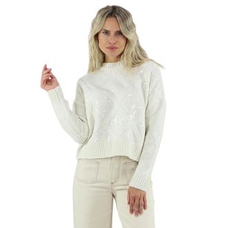 Kaos Kaos, Femme, Pulls, Blanc, Taille: 36 FR Tricot &agrave; col rond