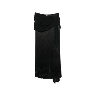 Cult Gaia Saman Maxirock mit Fransenbesatz - - Skirts - Damen - Schwarzk - 2XS