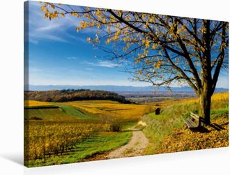 Calvendo Premium Textil-Leinwand 75 x 50 cm Quer-Format Bunter Kaiserstuhl im Herbst | Wandbild, HD-Bild auf Keilrahmen, Fertigbild auf hochwertigem Vlies, Lei