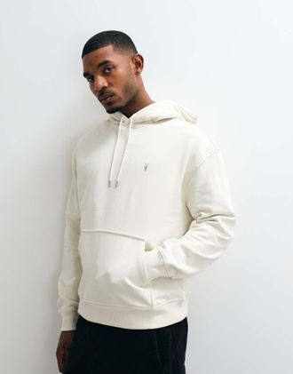AllSaints Asher Oth Logo-Kapuzenpullover in Wollwei&szlig;