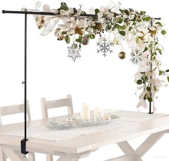 Generic Tringle de table avec pinces - Arche de table r&eacute;glable avec pinces, d&eacute;coration dint&eacute;rieur pour plantes, panneau balan&ccedil;oire, vendeur, pique-nique, guir