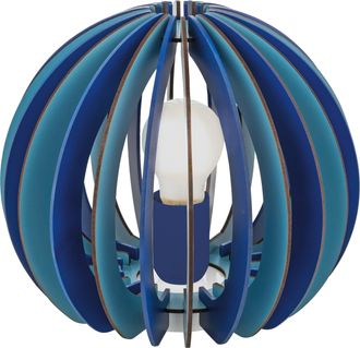 Eglo Tischlampe Fabella, Nachttisch Stahl in blau, Holz in blau E27 Fassung