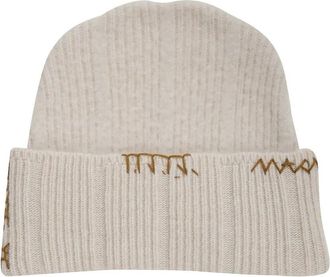 Marni Caps & Mützen - Wool-Cashmere Decorative Stitch Hat - Gr. L - in Beige - für Damen