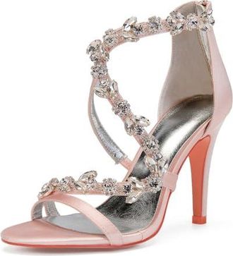 Generic Chaussures De Mariage Femme Talon Aiguille Sandales Chic Satin Mari&eacute;e Dress F&ecirc;te Open Toe Chaussure Escarpin 10.5Cm,Bean Paste,38 EU