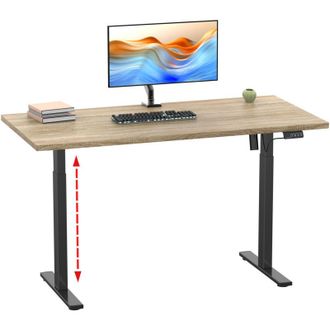 ebuy24 Ebuy24 - Bureau Lona h. 71-120 x l. 140 x p. 50 cm Noir/Sonoma Eiche