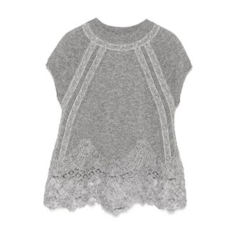 Ermanno Scervino Strickoberteil mit Spitzendetails - - Knitwear - Damen - Grau - M