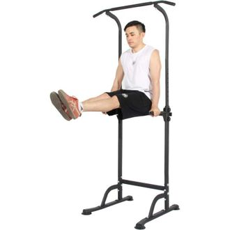 Soges PSBB005 Dip Station Power Tower mit KlimmzugstanDE Multifunktionaler Klimmzugturm f&uuml;r Krafttraining, Ideal f&uuml;r das Home Gym. - Schwarz - Soges