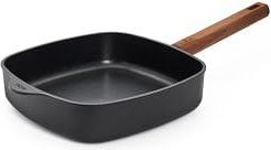 Woll Eco Logic QXR Viereckpfanne - Induktiv -, 24 x 24 cm, 6 cm hoch, mit festem nachhaltigem Holzstiel - Geeignet für alle Herdarten, PFAS-frei, Antihaft-