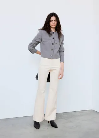 Mango Pantalon flare taille haute &eacute;cru - Femme - 34 - MANGO