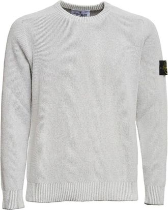 Stone Island Homme, Pulls, Gris, Taille: L Pull Ras du Cou en Maille C&ocirc;tel&eacute;e