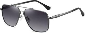 Generic Lunettes de soleil pour homme UV400 tendance en métal polygone monture lunettes plage conduite pêche voyage ombre lunettes, Gris dégradé gris, Taille 