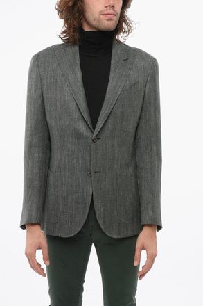 Corneliani Blazer mit Fischgr&auml;tmuster und spitzem Revers Corneliani