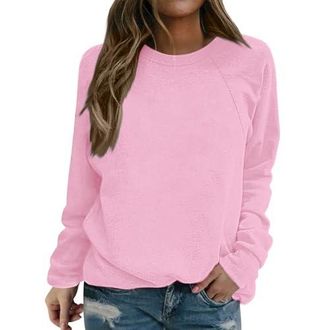 Generic Sweat-shirt pour femme sans capuche de couleur unie surdimensionn&eacute; col rond manches longues automne hiver d&eacute;contract&eacute; confortable automne mode confort