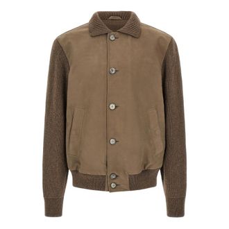 Brioni Veste en cuir tricot&eacute;e - Homme - Vestes - Brun - Taille: XL