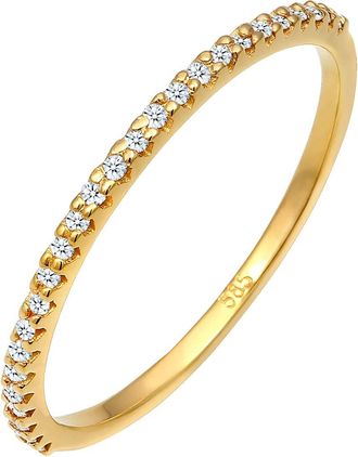 DIAMORE Elli DIAMONDS Ring Women Geo Microsetting with Diamond (0.125 ct.) in 585 Yellow Gold