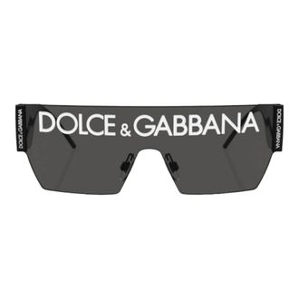 Dolce & Gabbana Homme, Accessoires, Noir, Taille: 43 MM Wraparound Lunettes de soleil noires