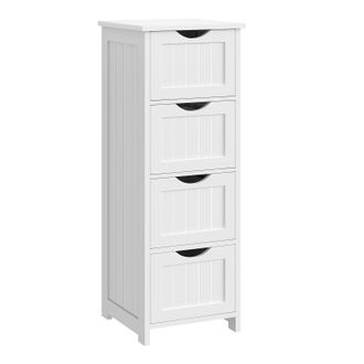 Woltu Badezimmerschrank, Badschrank Schmal Klein, Beistellschrank mit 4 Schubladen, 30 x 30 x 82 cm, für Badezimmer, Wohnzimmer, Schlafzimmer, Esszimmer, Kü